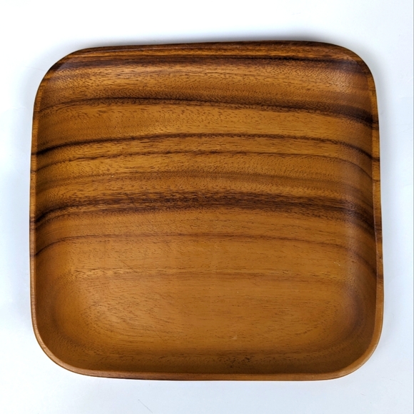 Dining | Vintage Mcm Monkey Pod Wood Tray Plate Square | Poshmark